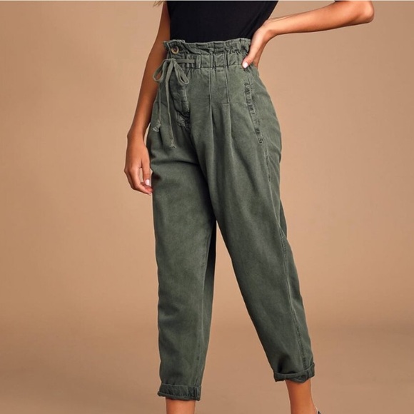 Free People | Pants & Jumpsuits | Free People Washed Green Highwaisted ...